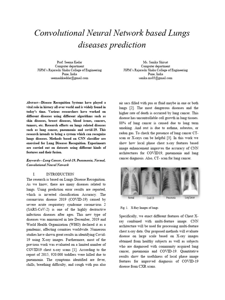 Convolutional Neural Network Based Lungs Diseases Prediction | PDF | Lung Cancer | Cancer