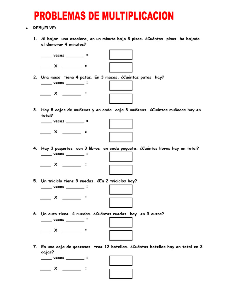 Problemas de Multiplicación para Primaria | PDF | Arte