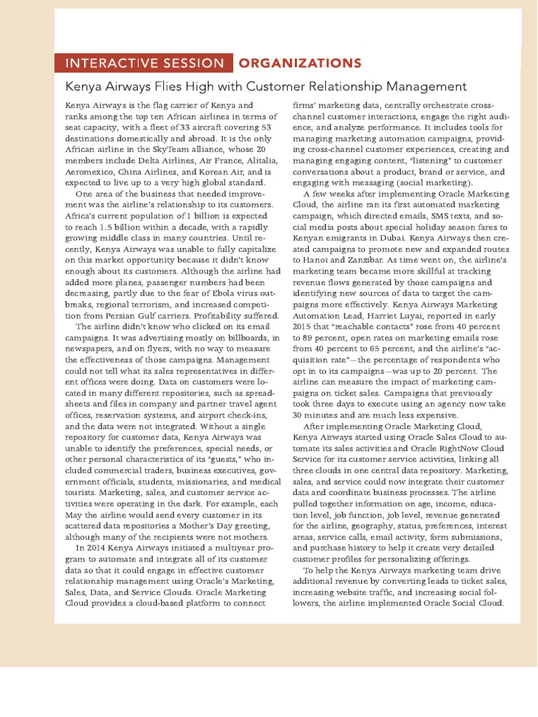 CRM case study_Kenya Airways | PDF