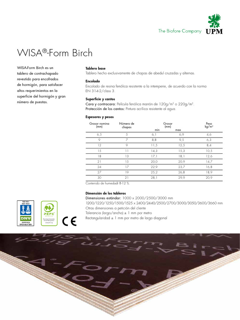 Wisa Form Birch Es Fs | PDF | Hormigón | Materiales de construcción