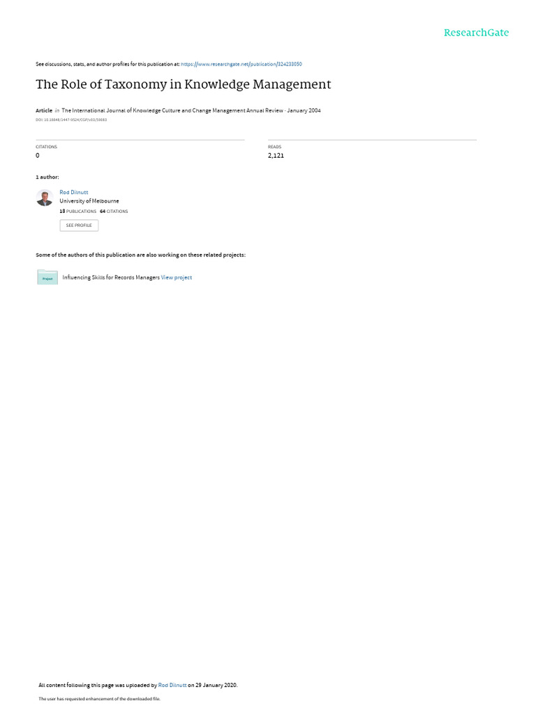 The Role of Taxonomy in KM | PDF | Knowledge Management | Information