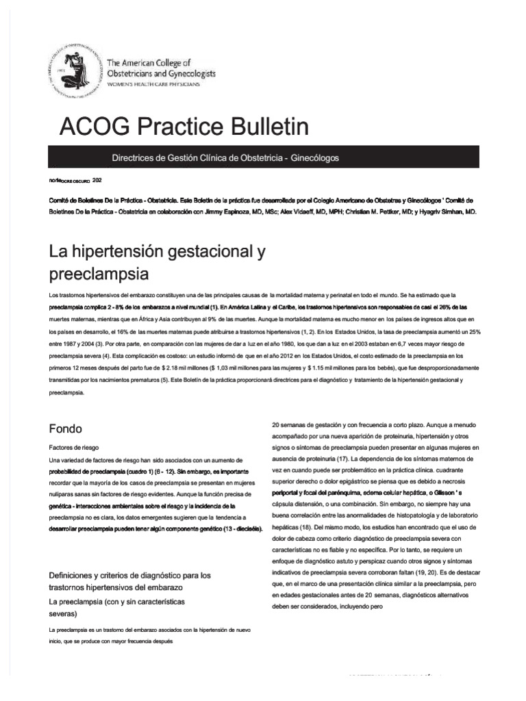 PDF Preeclampsia Acog Traducida - Compress | PDF | Hipertensión | El ...