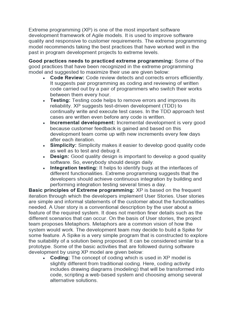 Extreme Programming | PDF | Software Testing | Computer Programming Extreme Programming | PDF | Software Testing | Computer Programming