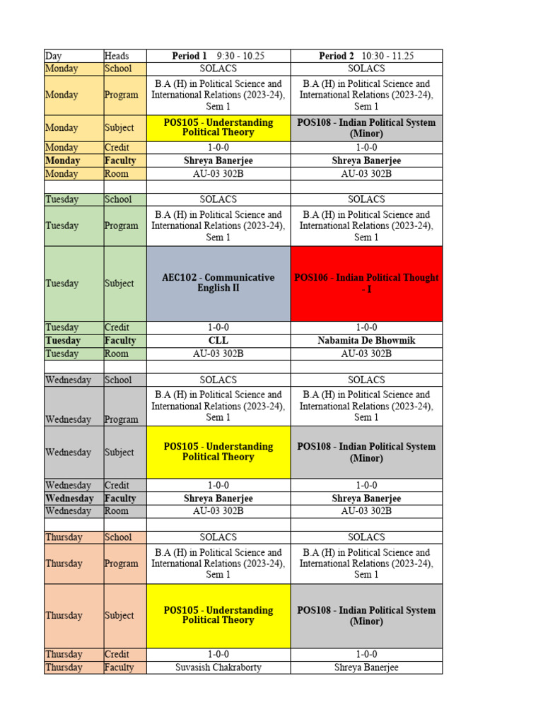 SOLACS Political Science Schedule 2023-24 | PDF | Liberal Arts ...
