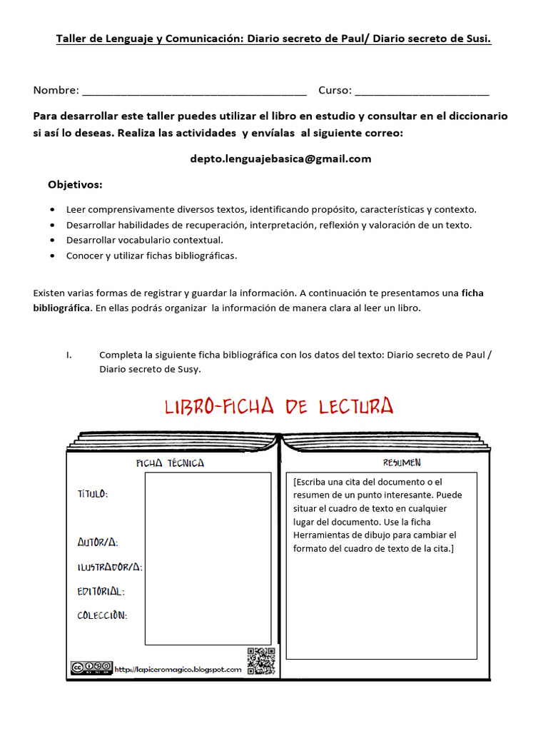Taller de Lenguaje: Diario de Paul y Susi | PDF