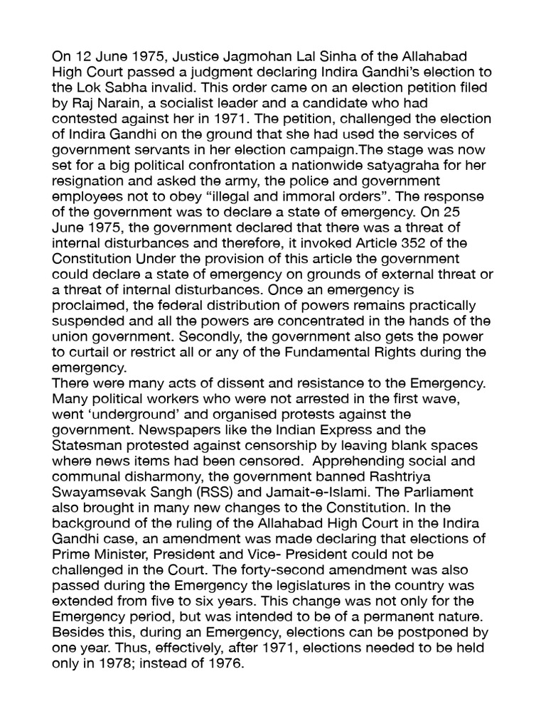 1974 Indian Emergency | PDF | Government | Justice