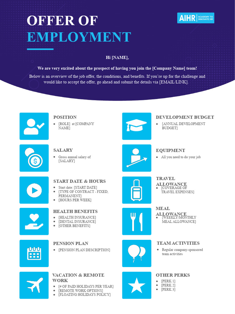 AIHR Job Offer Letter Template 1 | PDF
