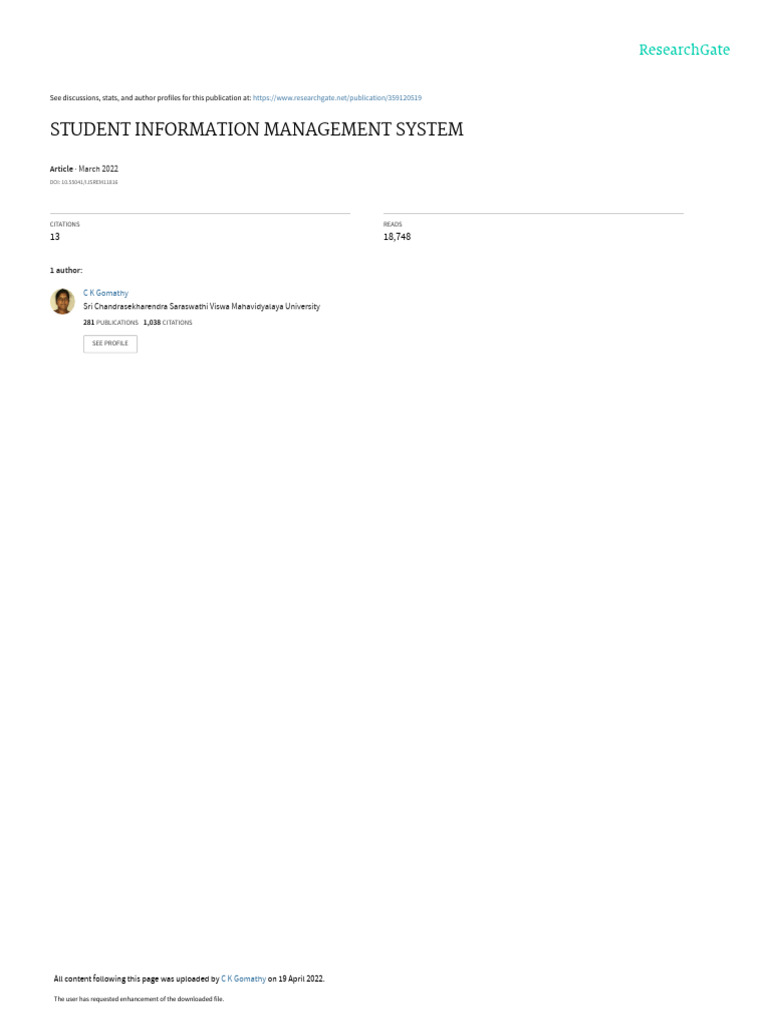Student Information Management System | PDF | Databases | Information