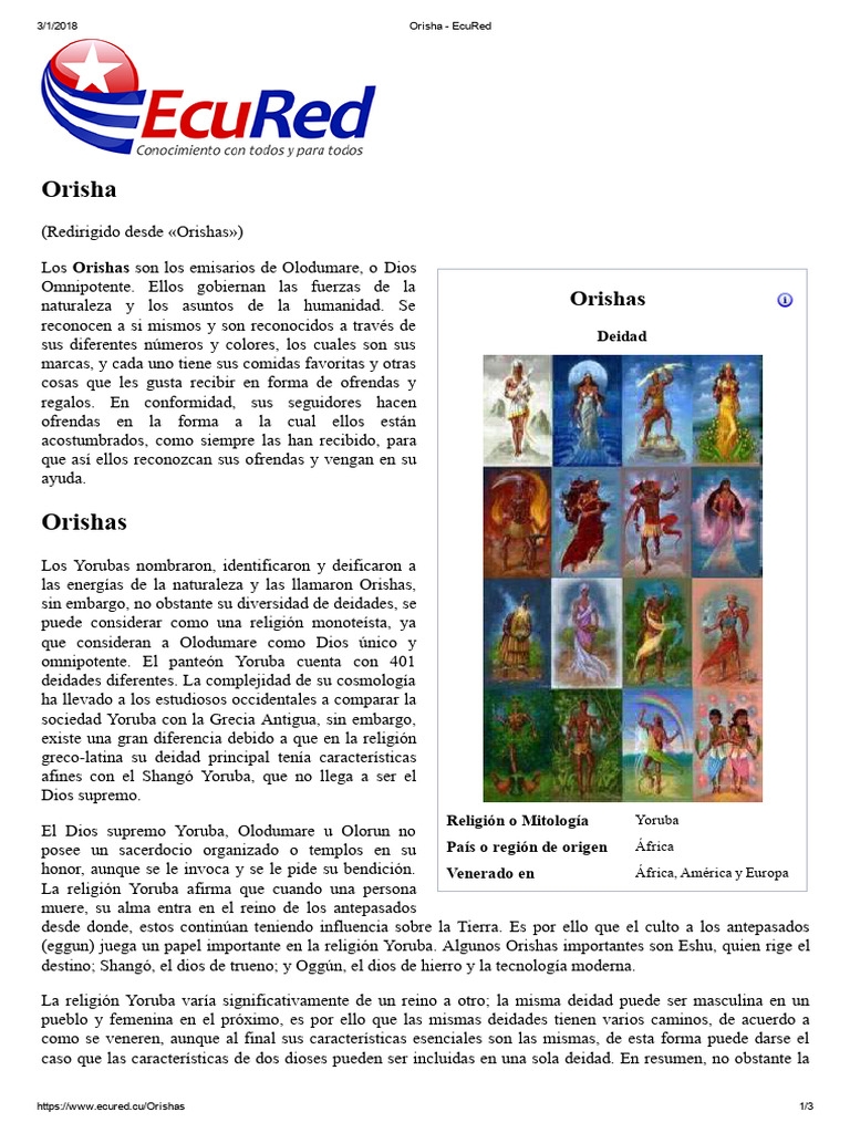 Orisha - EcuRed | PDF | Deidades | Dios