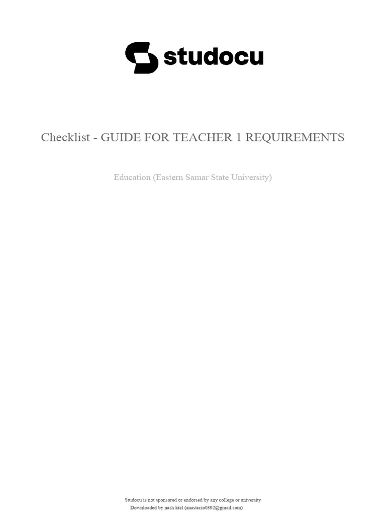 Checklist Guide For Teacher 1 Requirements | PDF