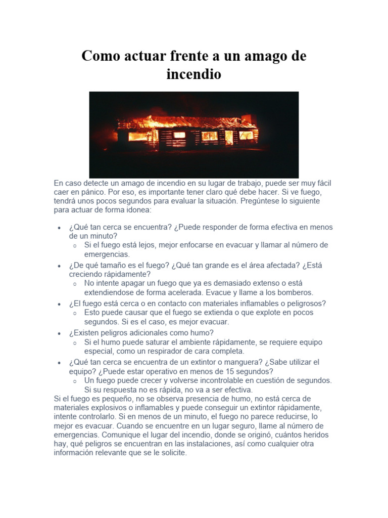 Actuación ante un amago de incendio | PDF | Reanimación cardiopulmonar ...