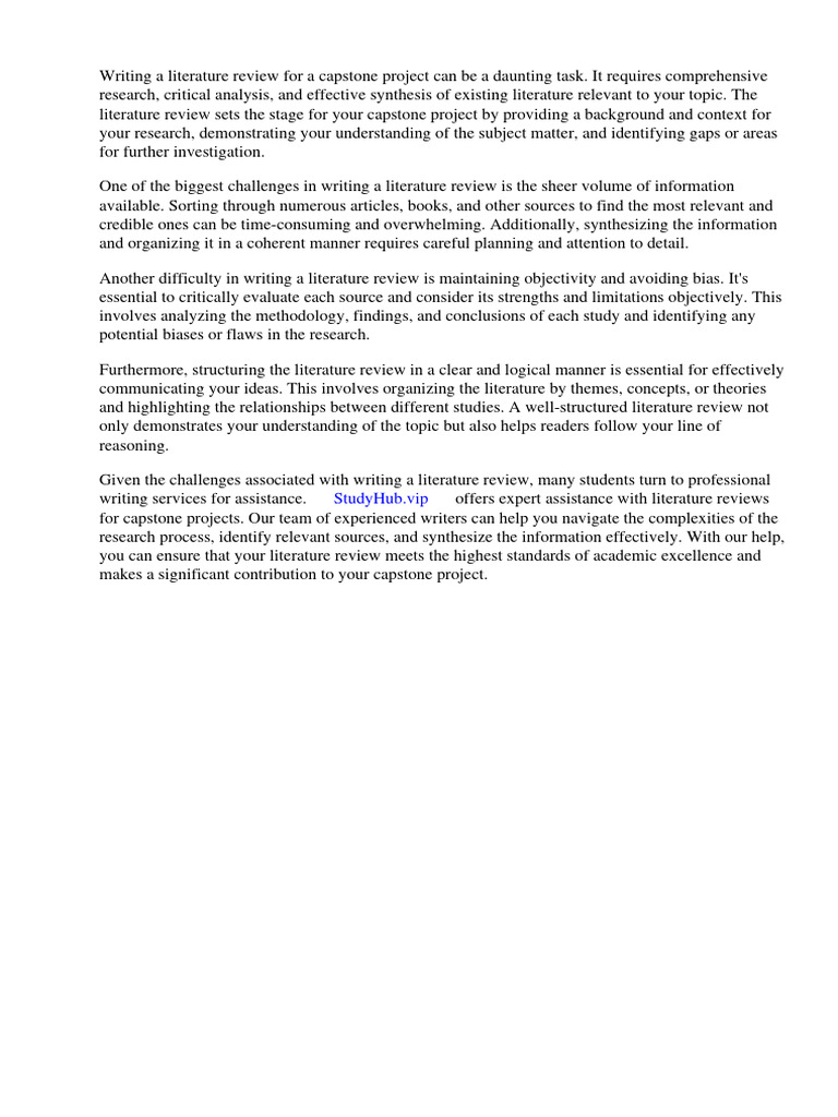 How To Write A Literature Review For A Capstone Project | PDF | Vitamin ...
