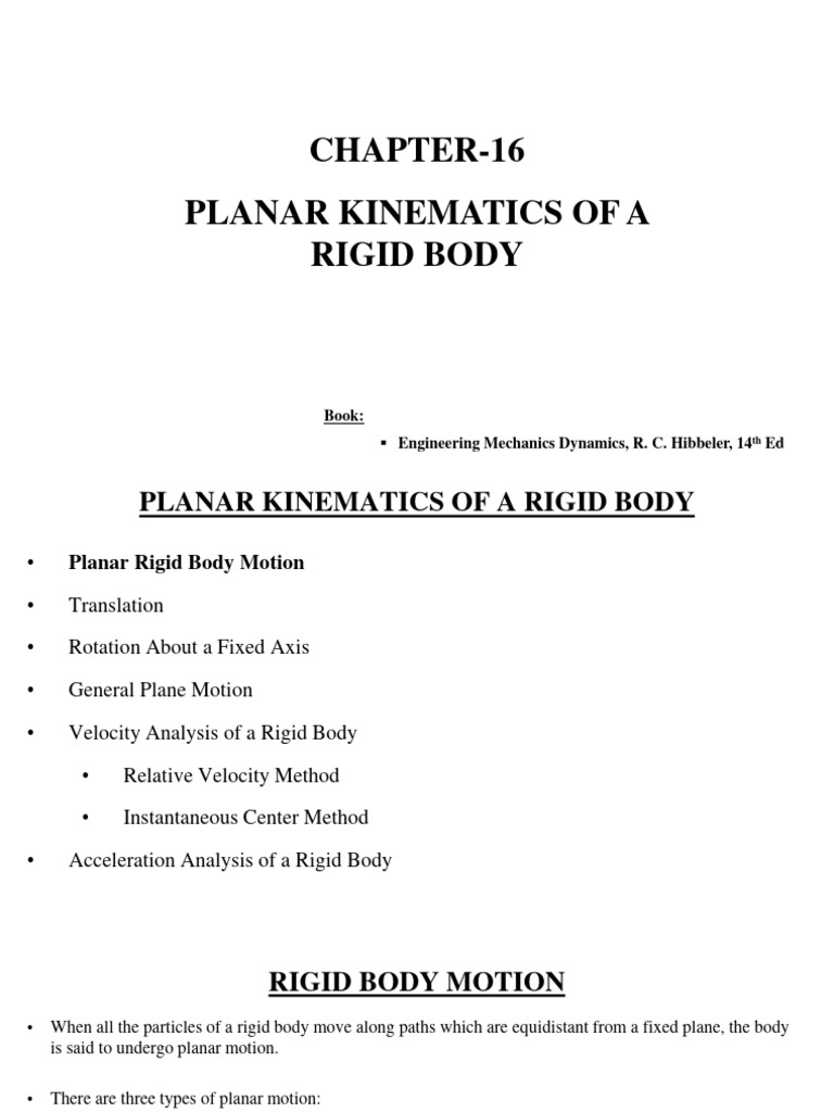 Planar Kinematics of Rigid Bodies | PDF | Kinematics | Rotation Around A Fixed Axis