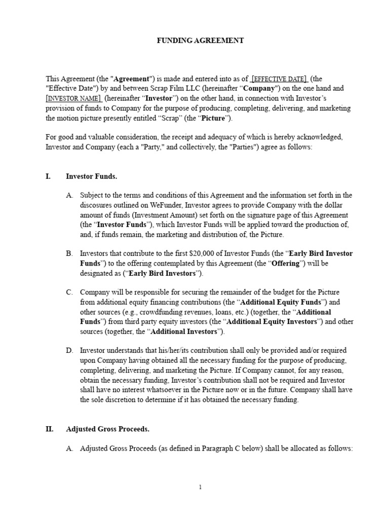 Film Investor Funding Agreement | PDF | Equity (Finance) | Indemnity