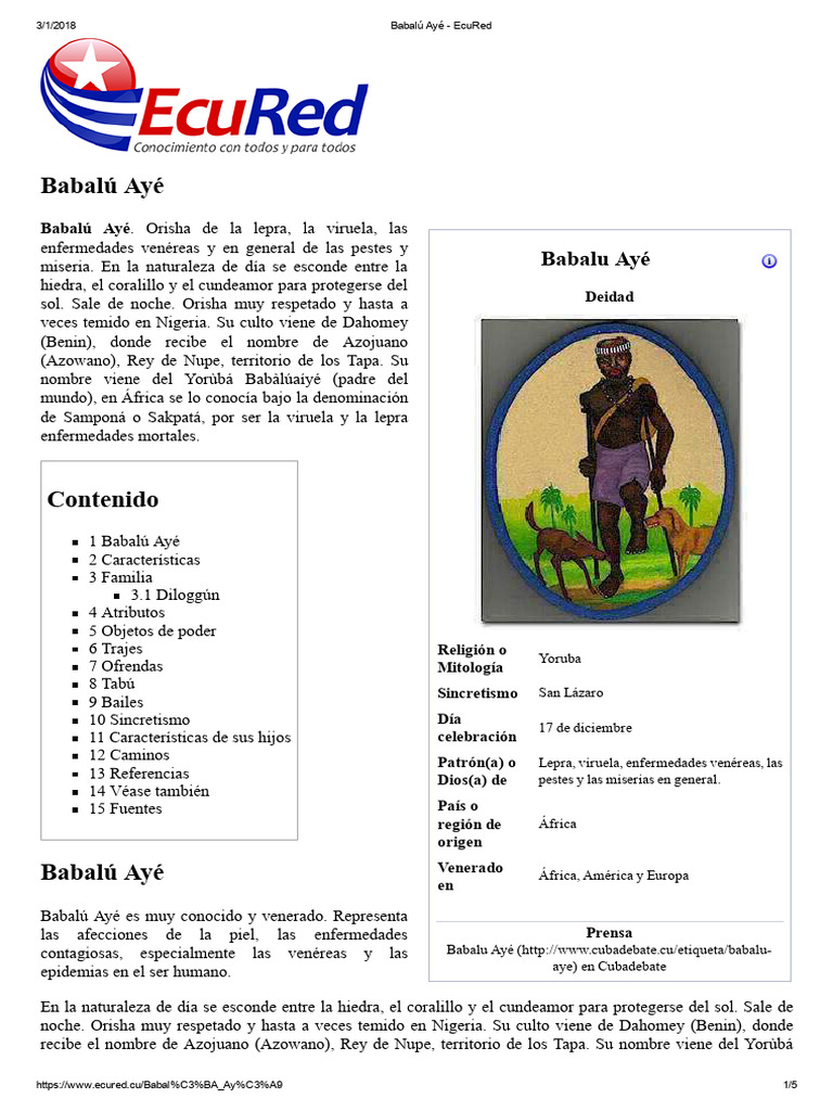 Babalú Ayé - EcuRed | PDF | Personajes mitologicos | Mitología