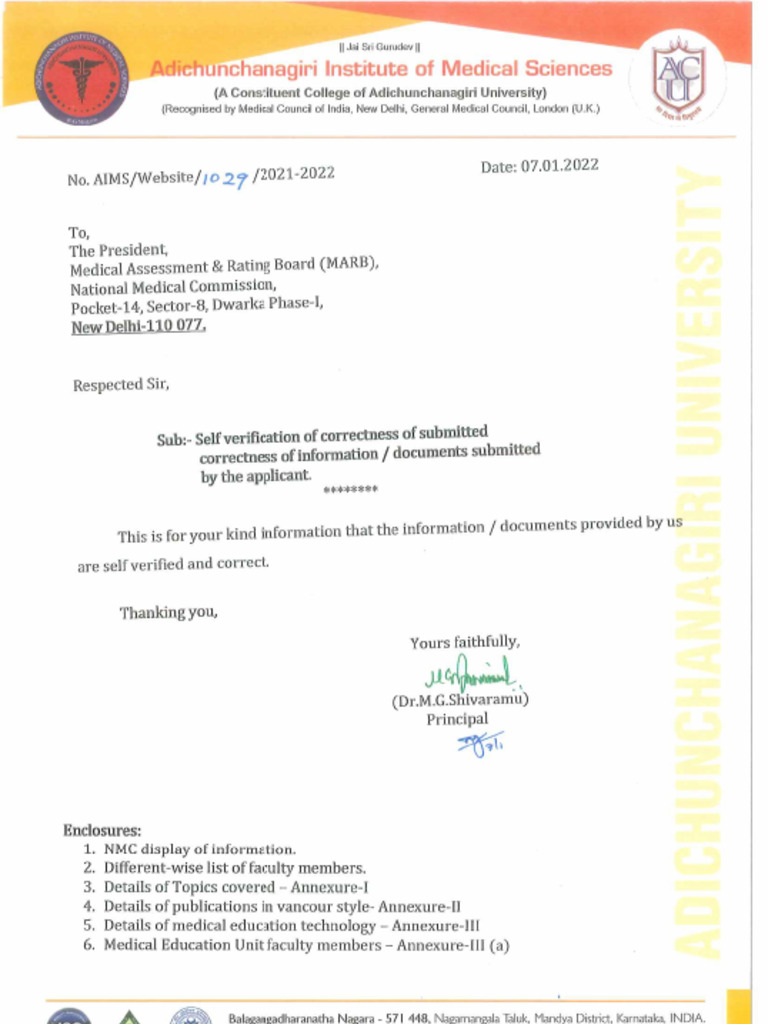 Self Verification Certificate | PDF