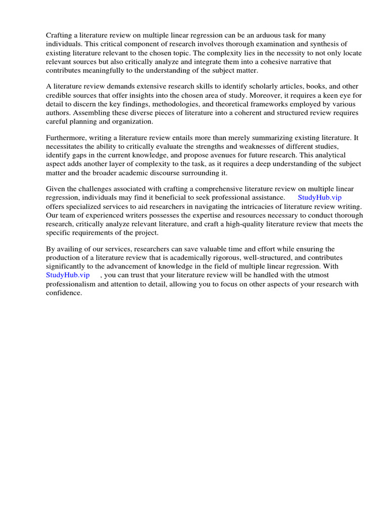 Literature Review On Multiple Linear Regression | PDF | Linear ...