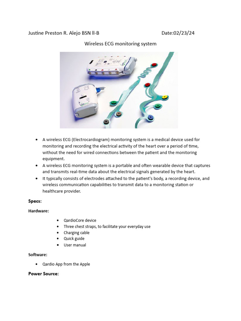 Wireless Electrocardiogram Report | PDF | Wireless | Electromagnetic ...