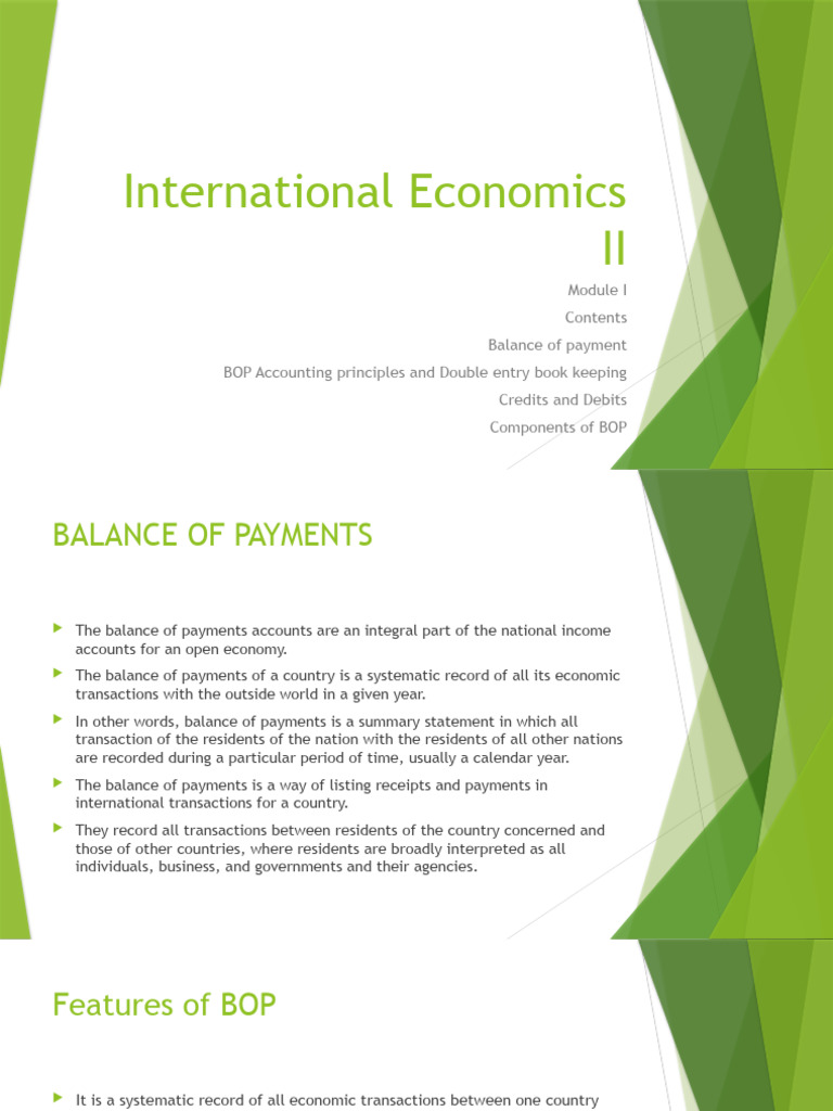 International Economics II | PDF | Balance Of Payments | Debits And Credits