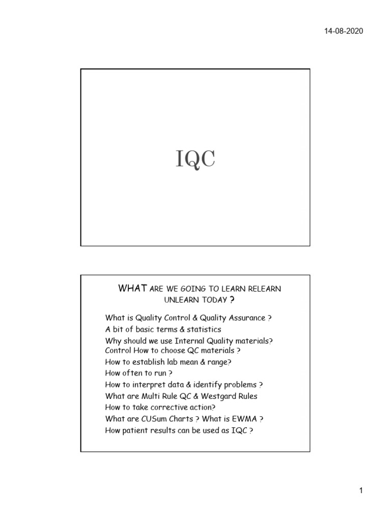 IQC | PDF | Standard Deviation | Accuracy And Precision