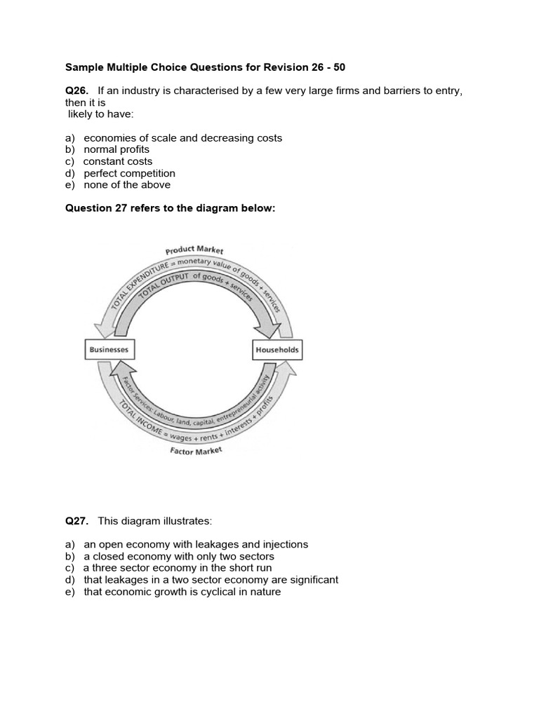 Multiple Choice Questions 26-50 Revision | PDF | Supply (Economics ...