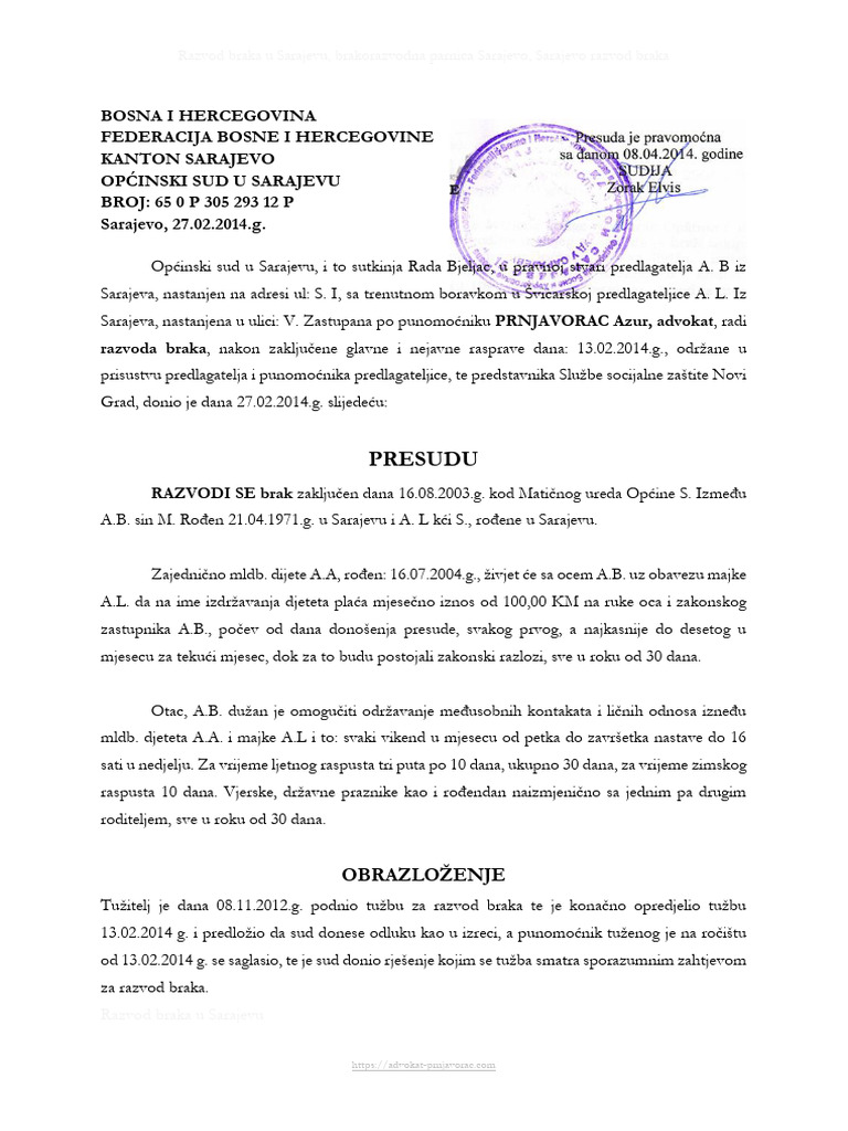 Razvod Braka Sarajevo | PDF