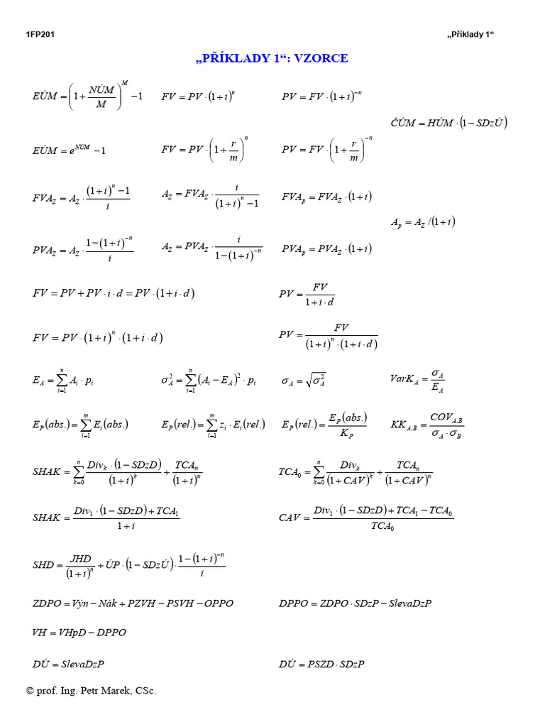1FP201 Priklady 1b 2021b - Vzoreckovnik | PDF