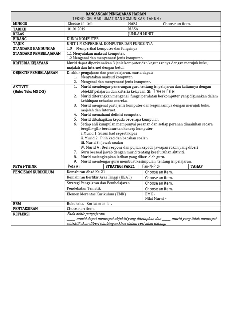 RPH: Memperihal Komputer & Fungsinya | PDF