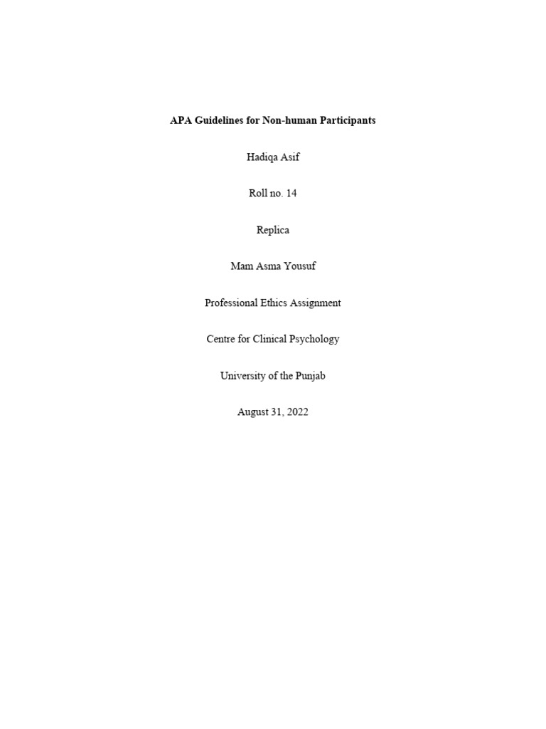 Apa Guidelines | PDF | American Psychological Association | Animal Testing