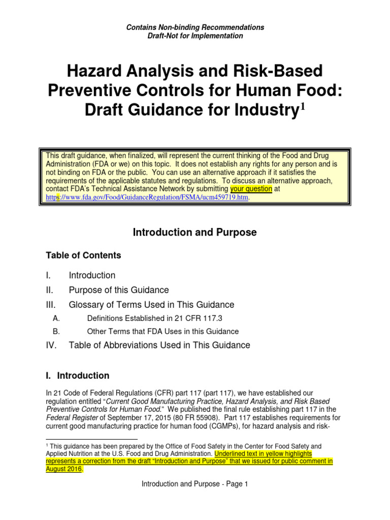 FDA Guidance on Risk-Based Food Safety | PDF | Food Safety | Hazard ...