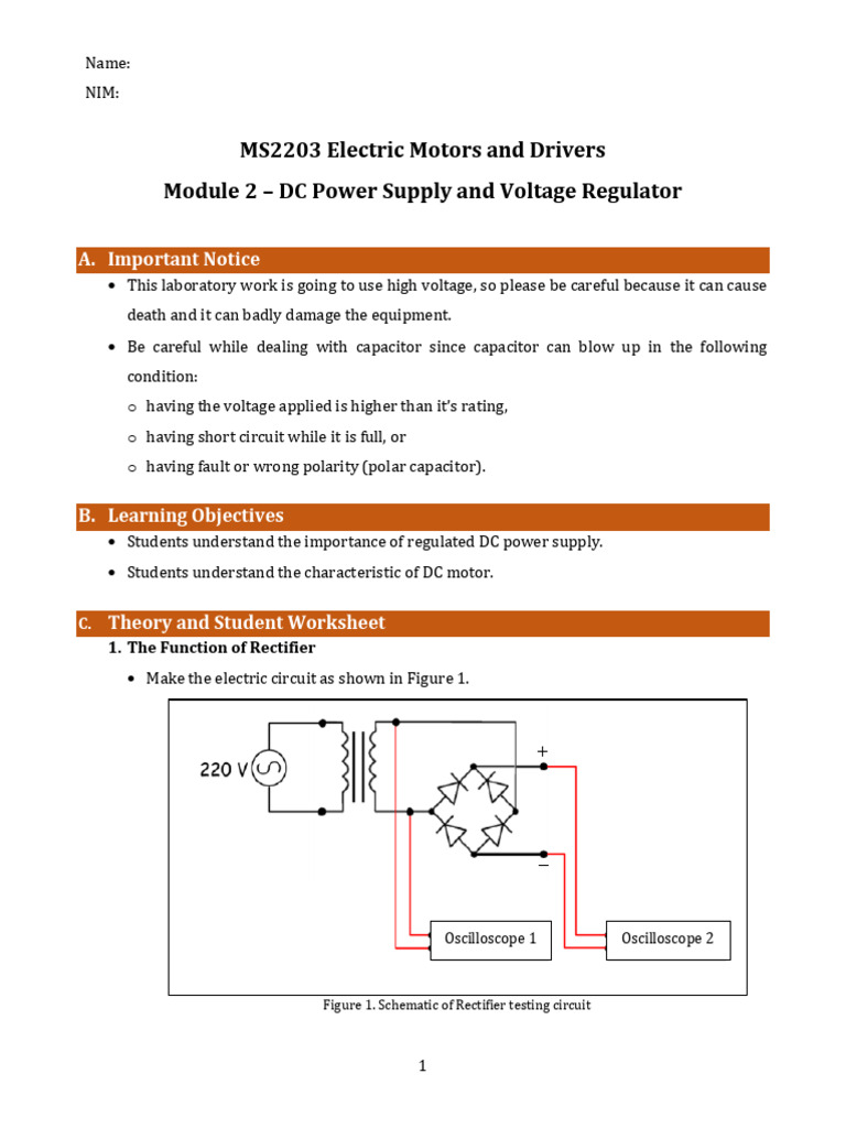 DC Power Supply & Motor Lab Guide | PDF | Rectifier | Capacitor