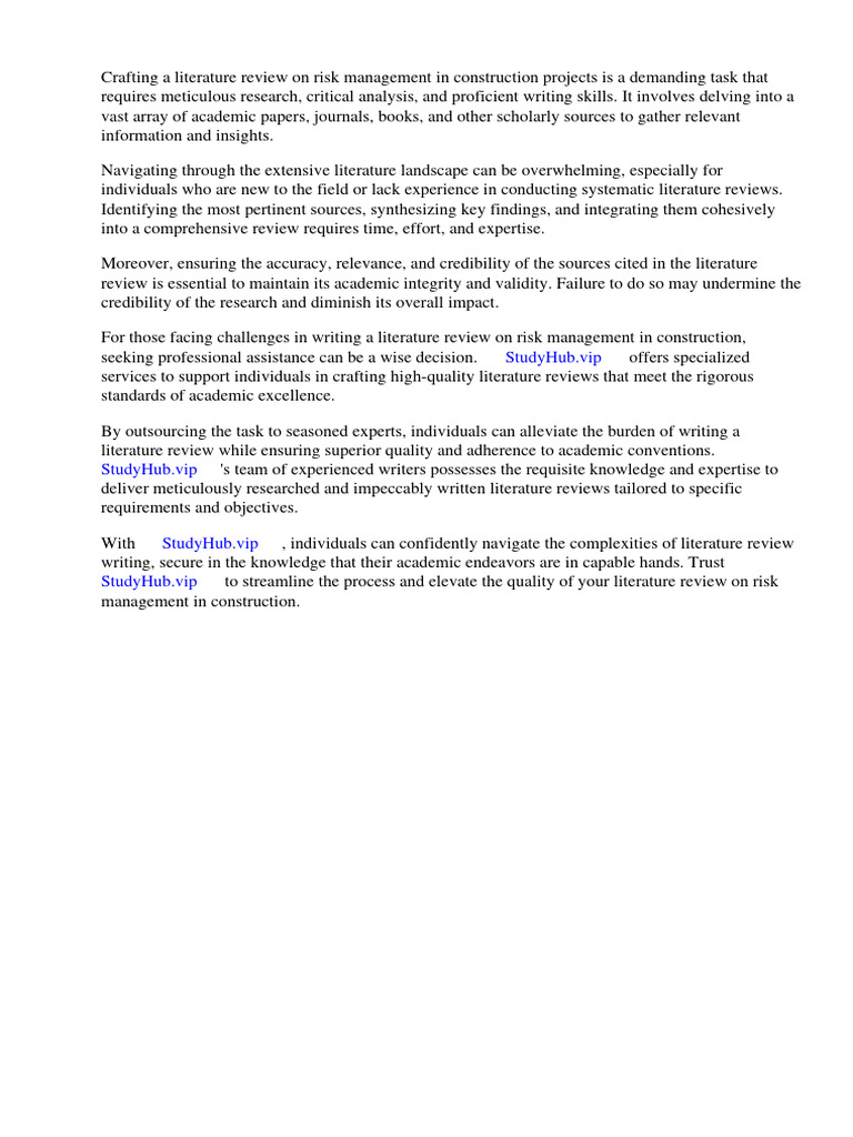Literature Review Risk Management Construction | PDF | Risk | Risk ...