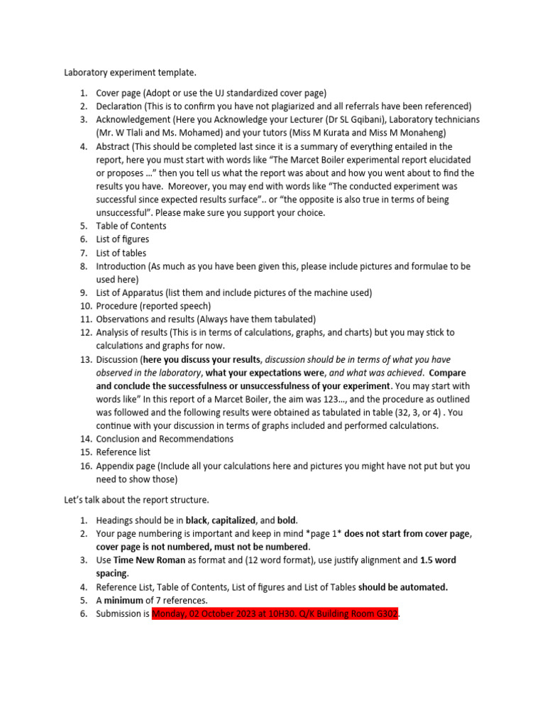 Lab Format[1] | PDF | Laboratories | Science