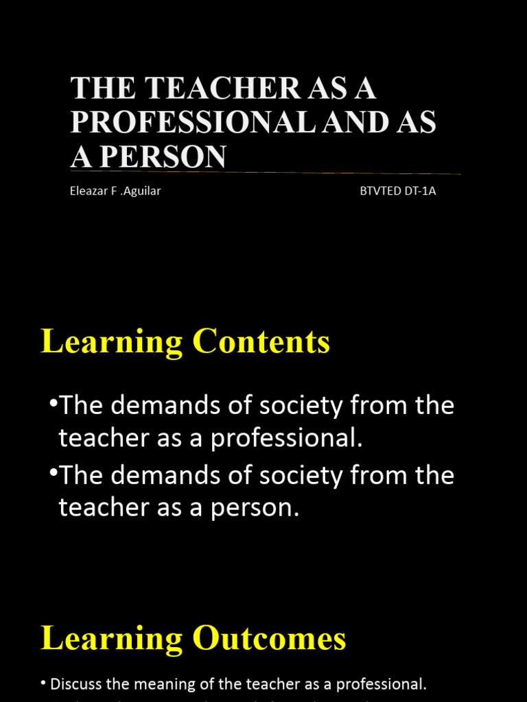 The Teacher As A Professional and As A | PDF | Teachers | Mentorship