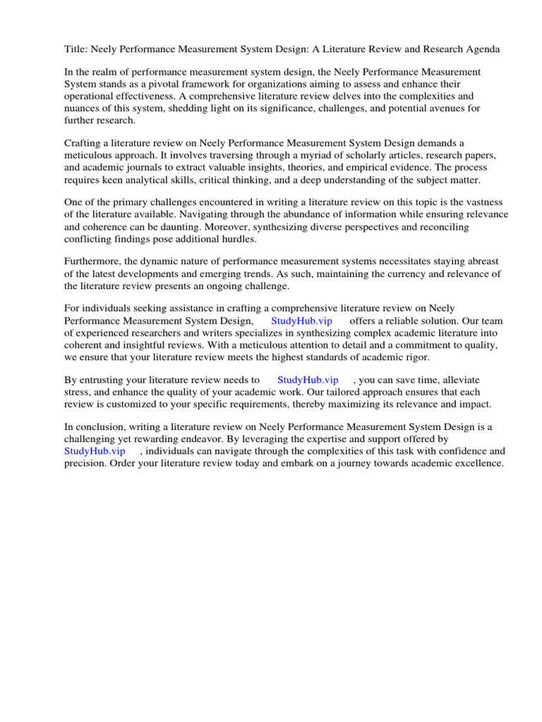 Neely Performance Measurement System Design A Literature Review And Research Agenda Pdf