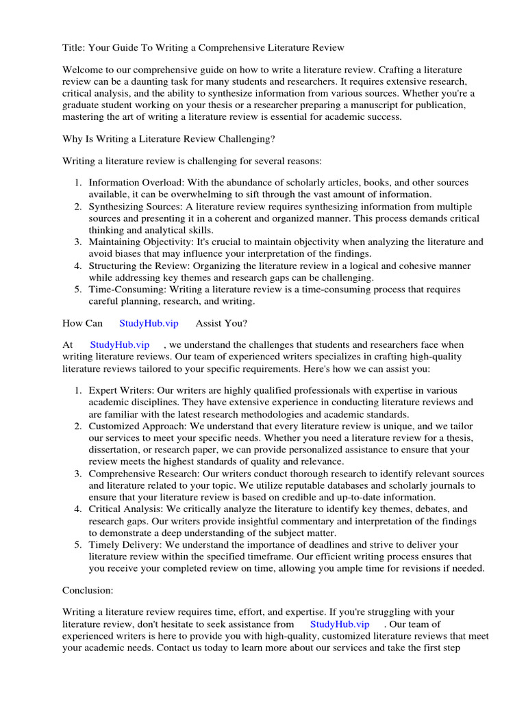 Guide To Write Literature Review | PDF | Thesis | Literature Review