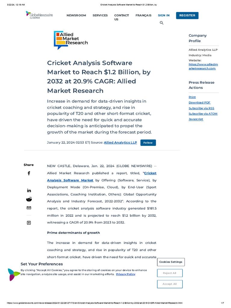 Cricket Analysis Software Market Growth | PDF | Data | Cloud Computing