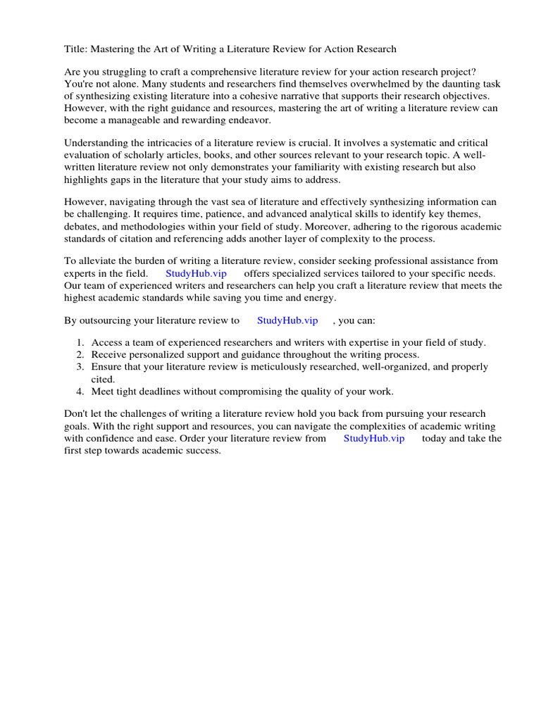 Literature Review Example Action Research | PDF | Literature Review ...