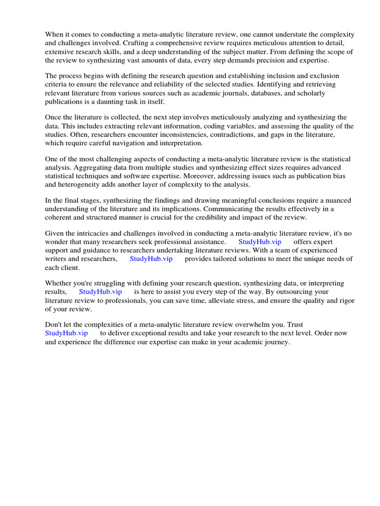 Meta-Analytic Literature Review | PDF | Systematic Review | Meta Analysis