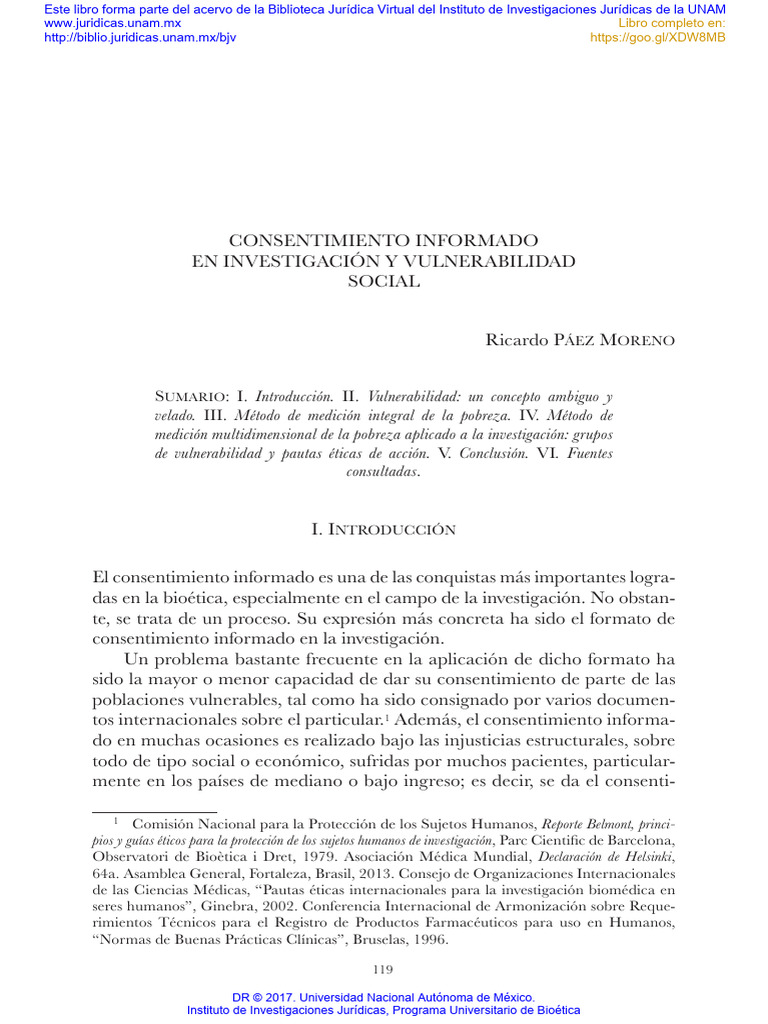 Consentimiento Informado y Vulnerabilidad | PDF | Literatura | Bioética