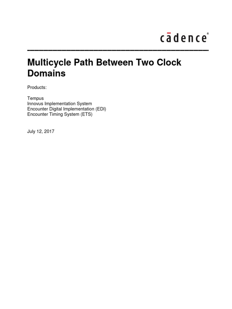 Multicycle Path Between Two Clock Domains | Download Free PDF ...