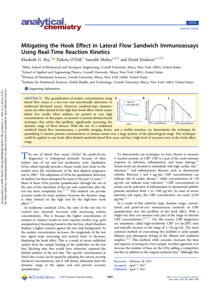 Rey Et Al 2017 Mitigating The Hook Effect in Lateral Flow Sandwich ...