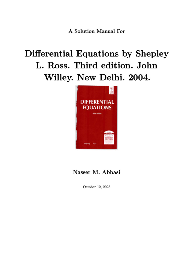 Differential Equations Solutions | PDF | Ordinary Differential Equation | Equations