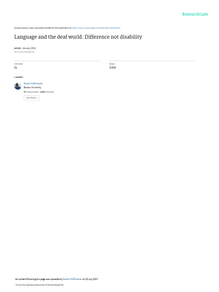 Hoffmeister Chapter Difference Not Disability 2006 | PDF | American ...