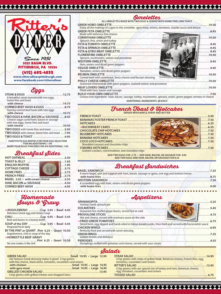 Ritter's Diner Menu 01-24 | PDF | Hamburgers | Drink