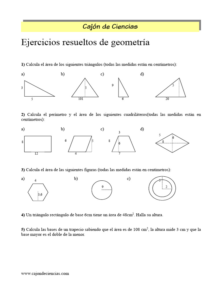 Enunciados Ejercicios Figuras Geometricas 1 ESO | PDF