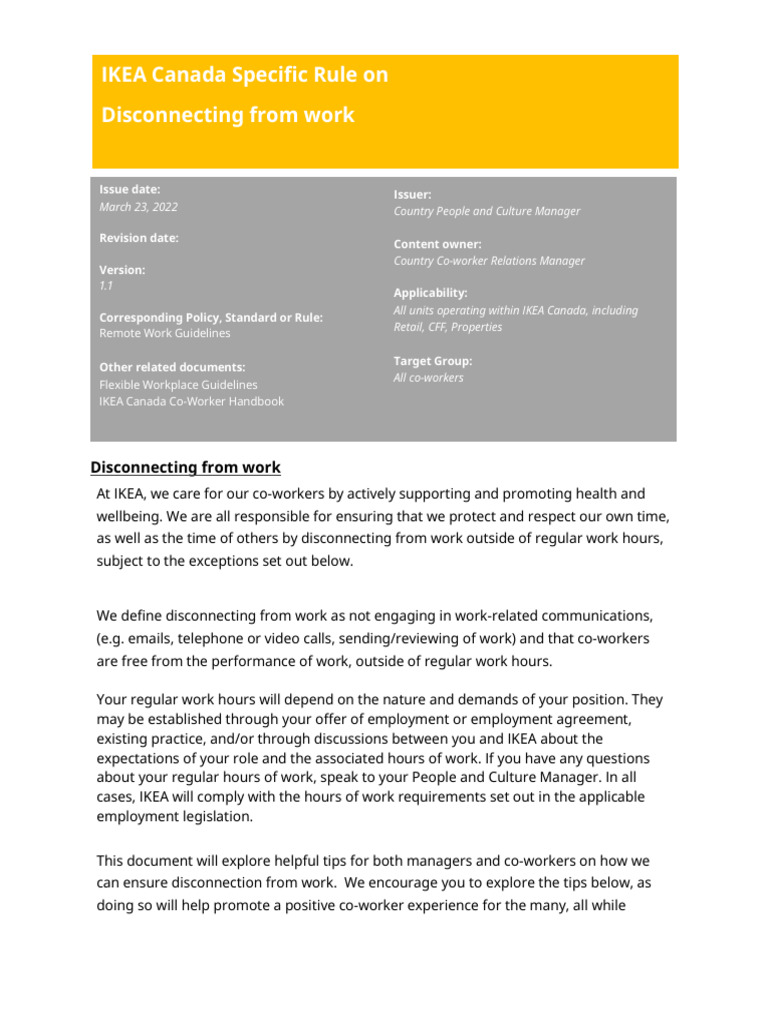 Disconnecting From Work March 23 2022 - V1.1 | PDF | Working Time ...