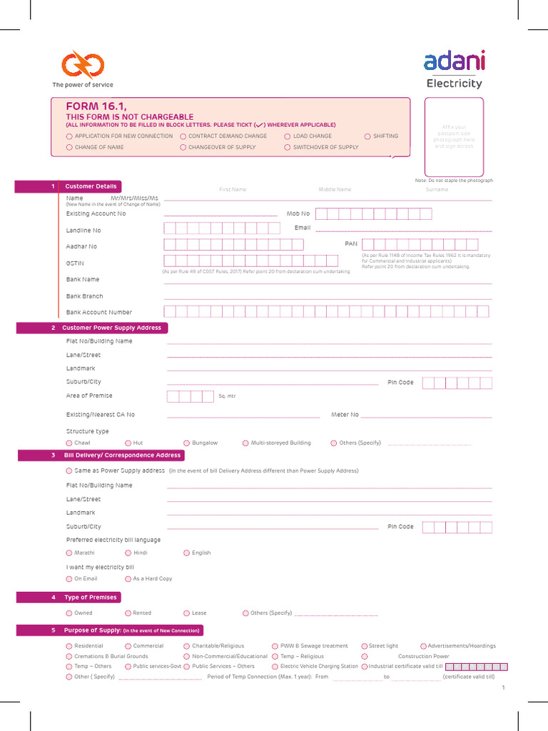 Adani Electricity Bill Name Change Form | PDF | Indemnity | Mains ...
