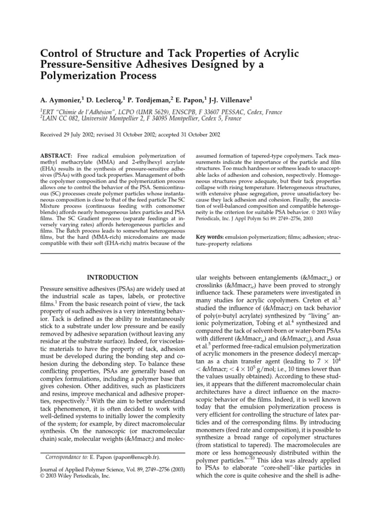 aymonier2003 | PDF | Copolymer | Polymers