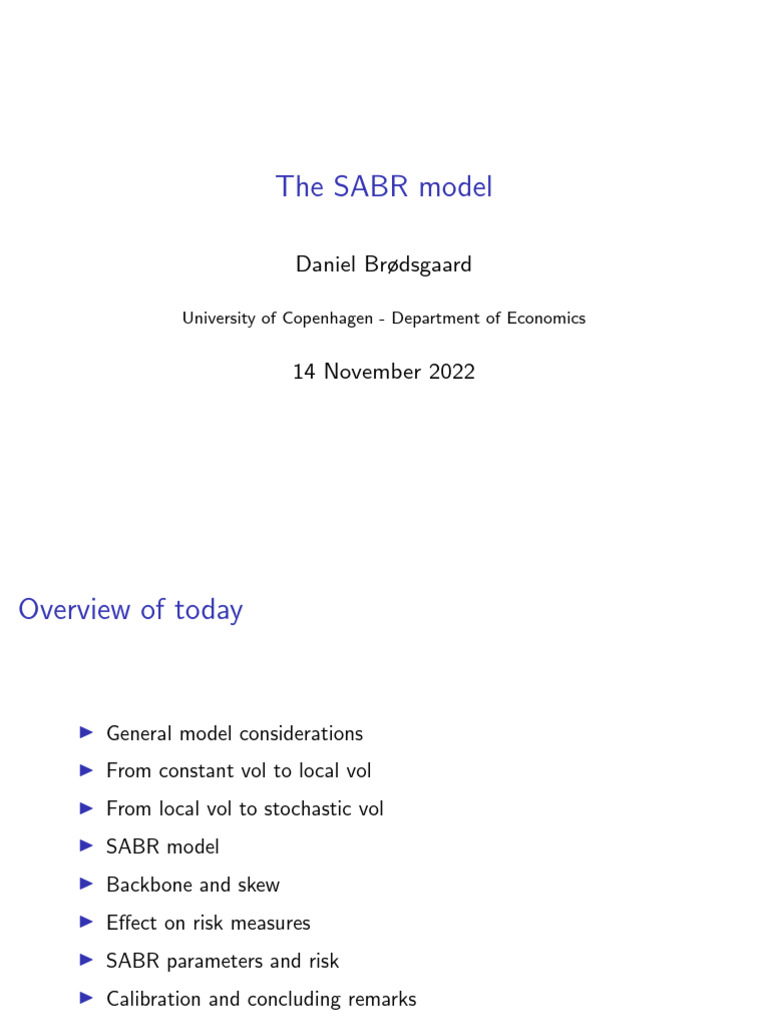 Lecture 8 - SABR Model | PDF | Greeks (Finance) | Option (Finance)